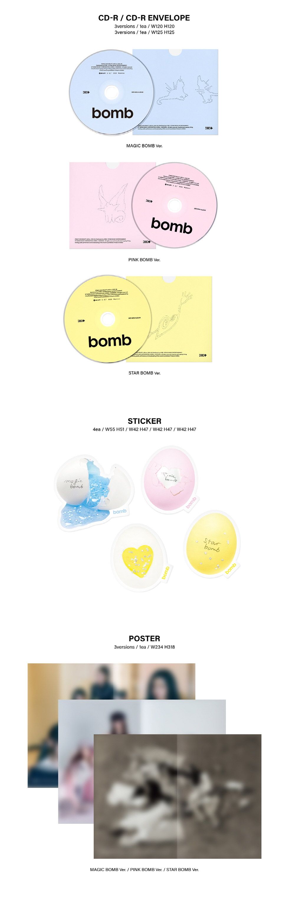 Buy Official Album ILLIT 3rd Mini Album bomb 3CD Full Set | KpopiaShop