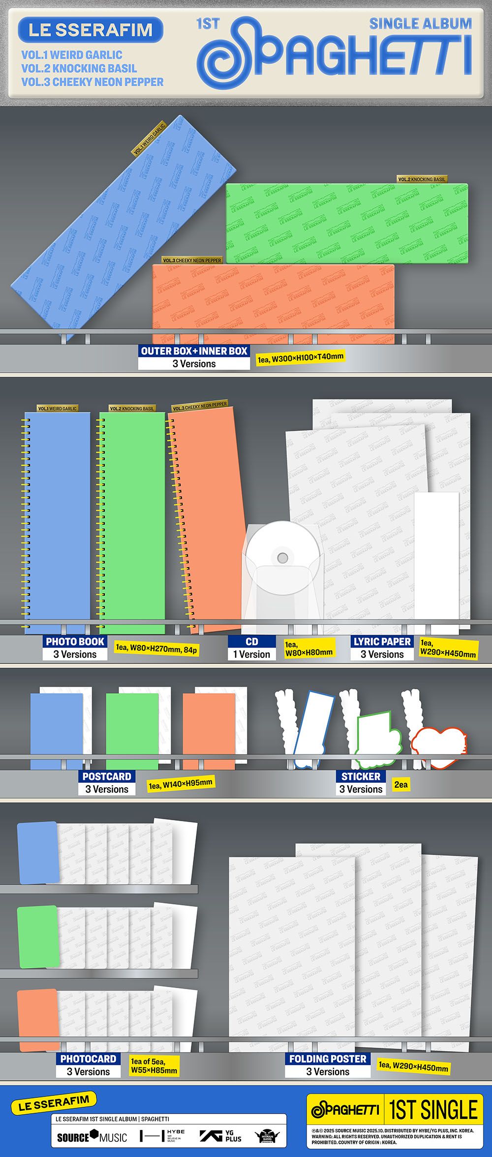 Buy LE SSERAFIM — SPAGHETTI Full Set Album | KpopiaShop